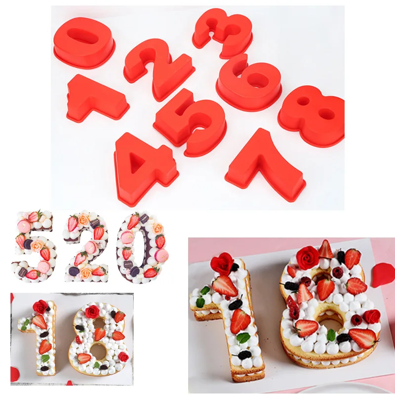 Numbers 0 8 Mousse Cake Silicone Mold DIY Birthday Chocolate Candle ...