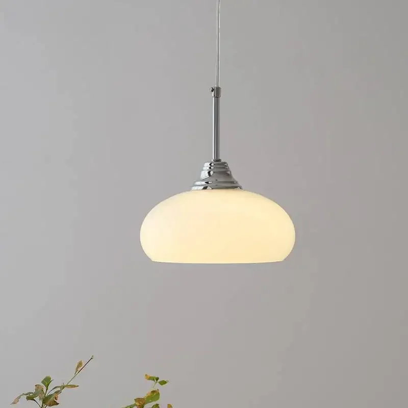 Nordic-LED-Pendant-Light-Cream-Glass-Metal-Head-Lamp-Bar-Dining-Living ...