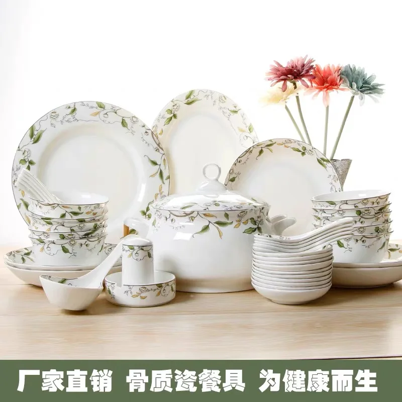 Elegant-Bone-China-Dinnerware-Set-with-Korean-Creative-Bowl-and-Plate ...