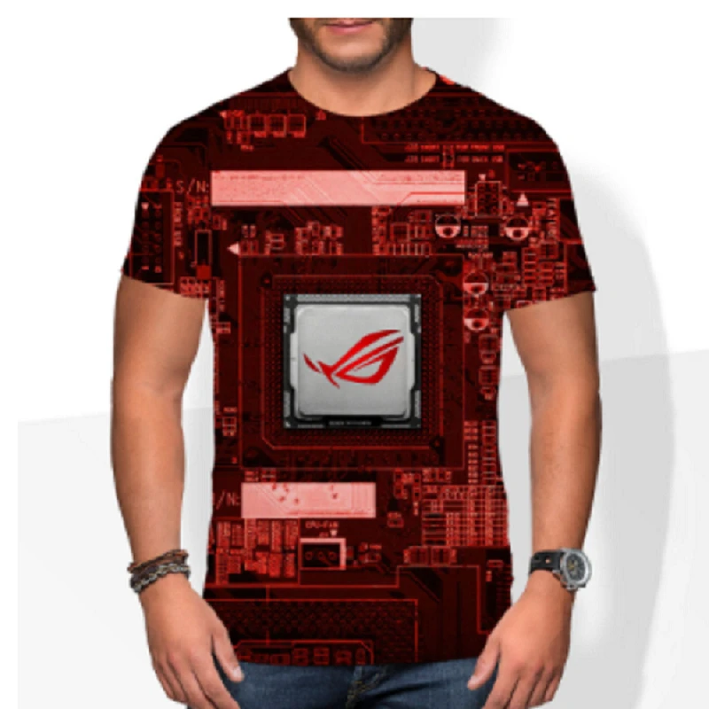 2022 Summer Casual T-shirt Men's Computer Chip Motherboard Cpu Heart ...