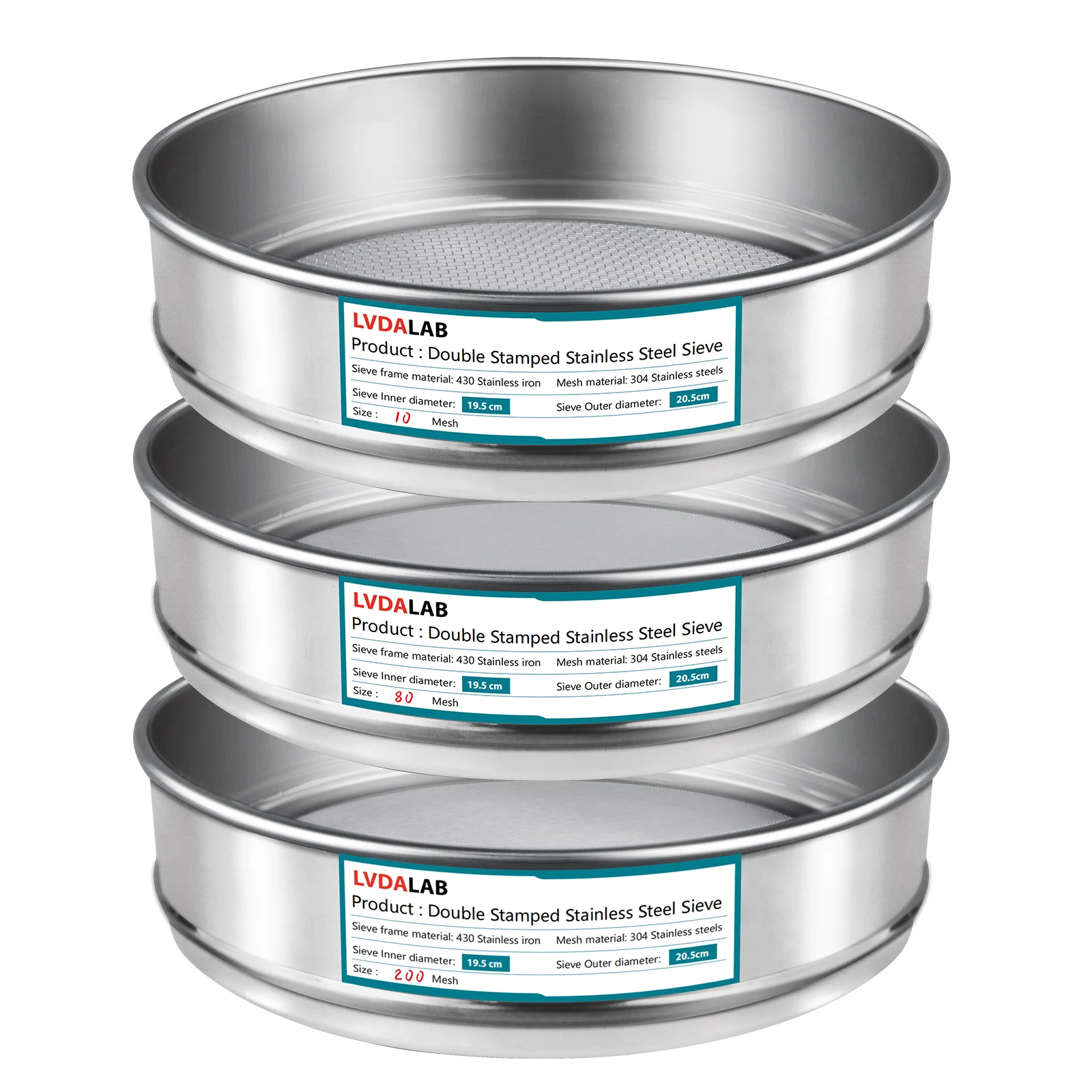 3pcs/lot Standard Lab Test Sieve Set Assortment 304 Stainless Steel ...