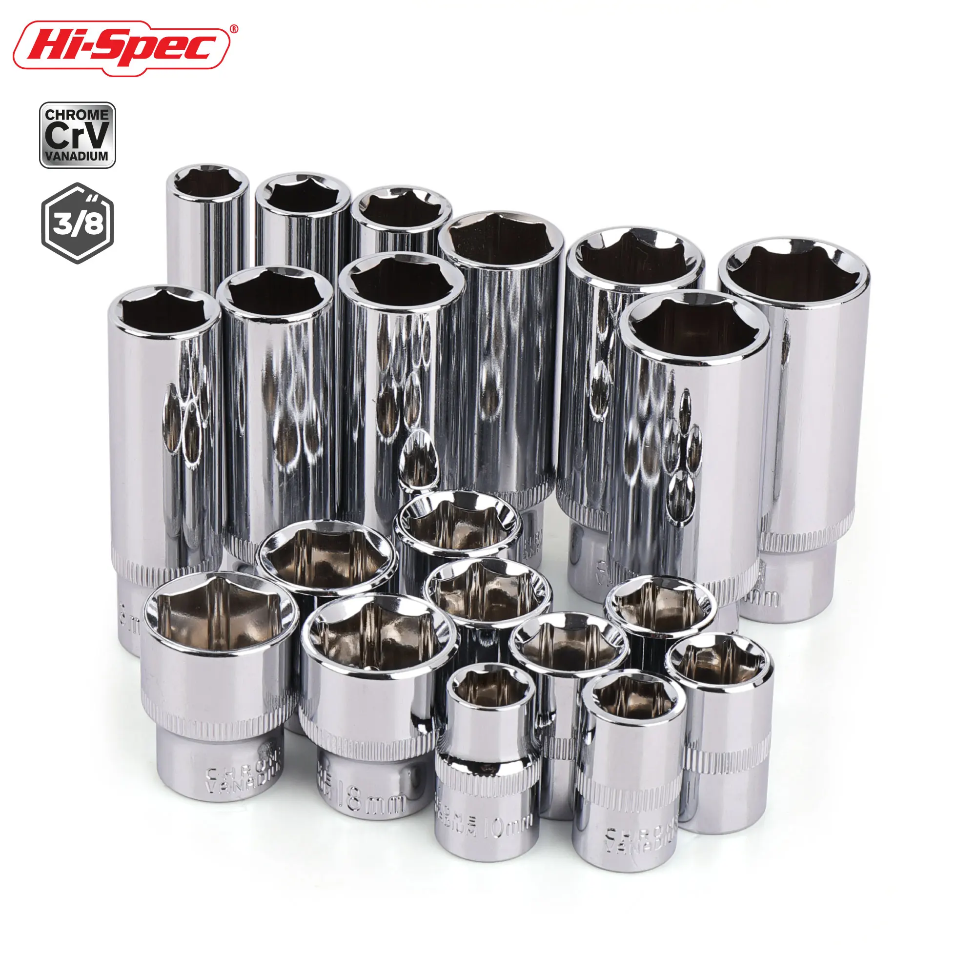 Hi-Spec-3-8-inch-Short-Long-Socket-Set-CRV-6-24mm-Deep-Socket-Adapter ...