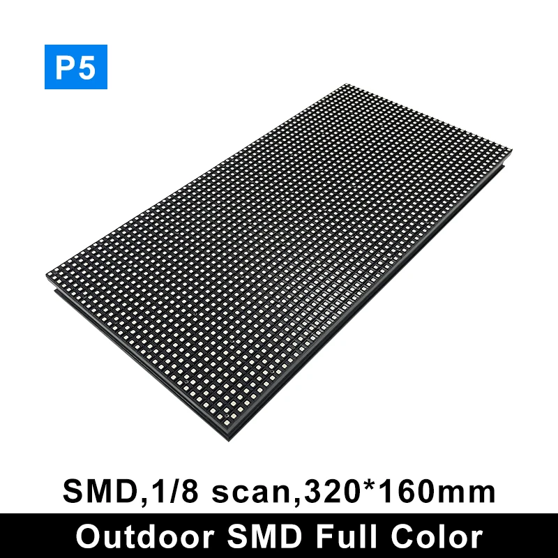 Outdoor P5 Full Color LED Display Module SMD RGB 3 in 1 64*32 Pixel 1/8 ...