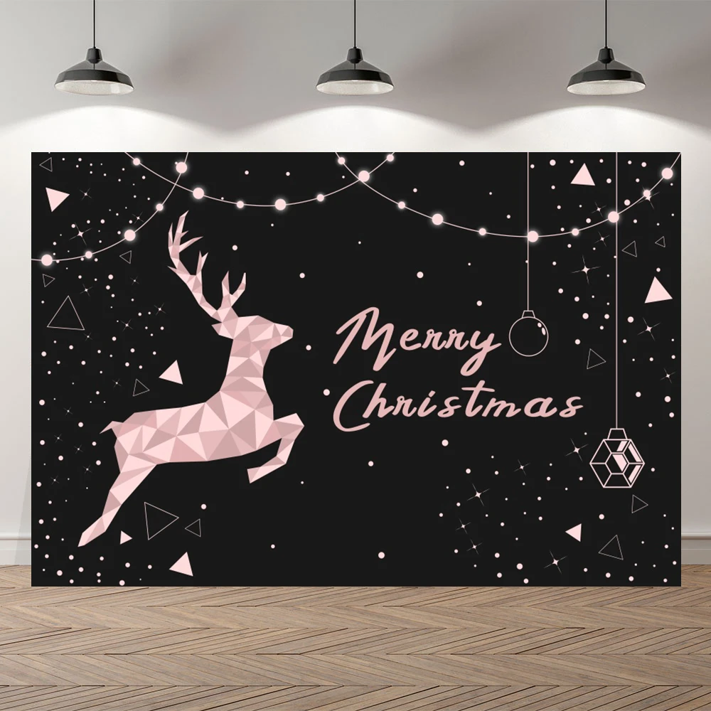 Shiny Bright Pink Elk Christmas Backdrop Photo Custom Kids Baby ...