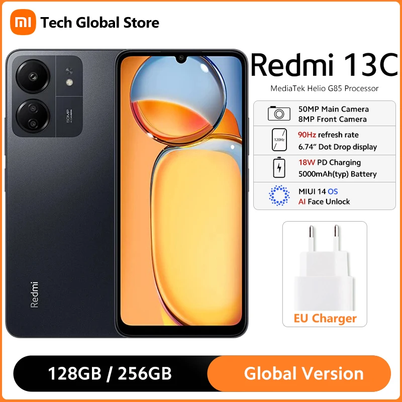 XIAOMI Smartphone Redmi 13C, 6,74”, MediaTek Helio G85, 256 GB, Preto - 843642 em ...