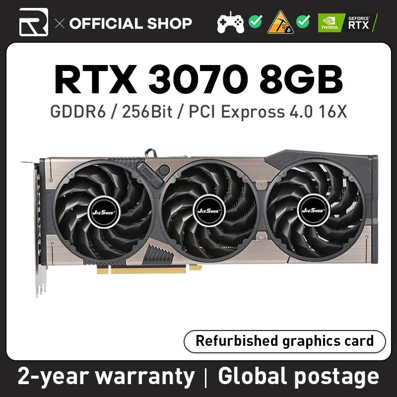 JIESHUO-tarjeta-gr-fica-Geforce-RTX-3070-8GB-Nvidia-GDDR6-ventilador ...