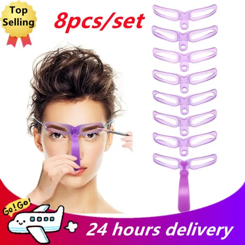 Newest 8PCS/Set Reusable Eyebrow Shaping Brow Template Eyebrow Stencils ...