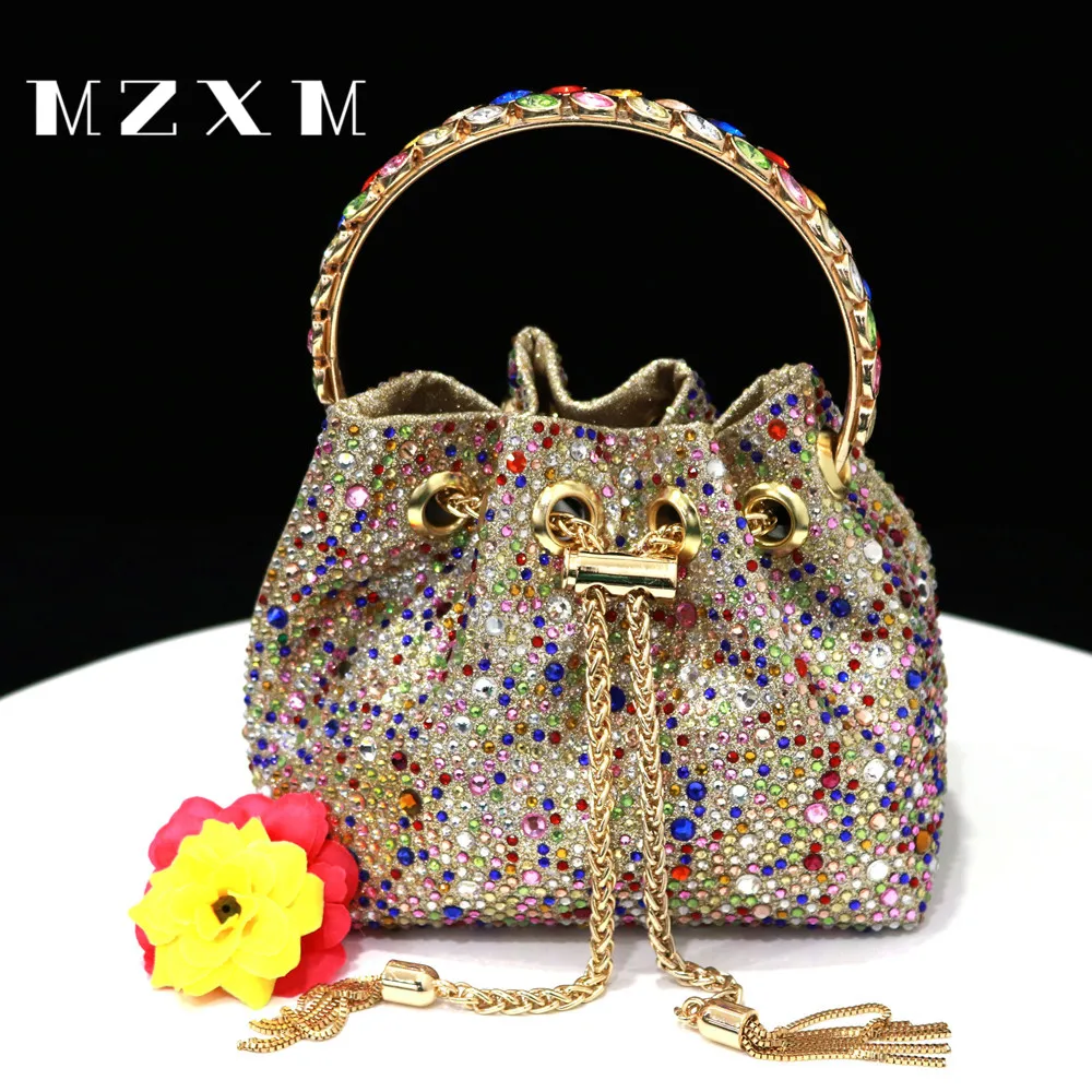 Bucket Wallet Evening Bag for Women Party and Evening Bags with Crystal ...