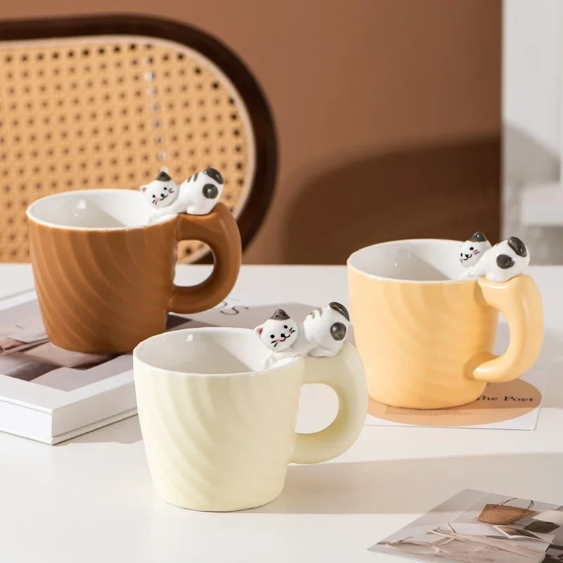 Creative Cartoon Cat Ceramic Mug Cute Cat Cup Children's Milk Breakfast ...