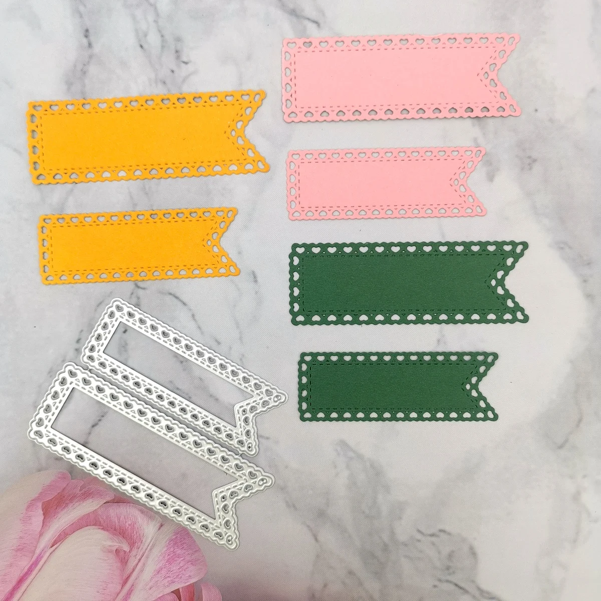 Alinacutle Metal Cutting Dies Cut 2pc Banners Tag Heart Edge Fish Tail ...