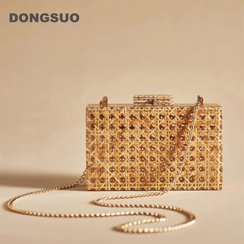 Women-Rattan-clutch-Acrylic-Box-cane-bag-Evening-Bag-For-luxury-Wedding ...