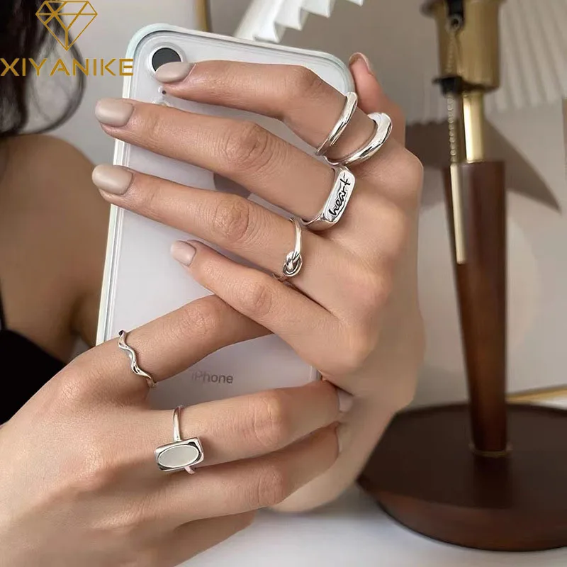 XIYANIKE-Geometric-Open-Cuff-Finger-Rings-For-Women-Girl-2023-Fashion-New-Trendy-Jewelry-Lady ...