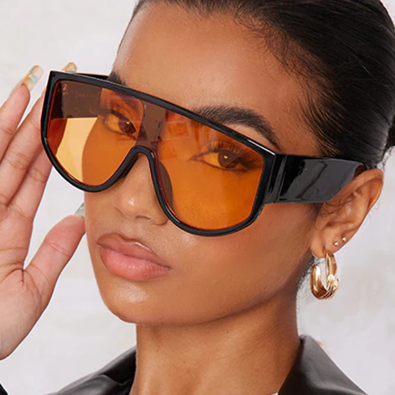 Grande amarelo lente óculos de sol feminino clássico vintage piloto ...