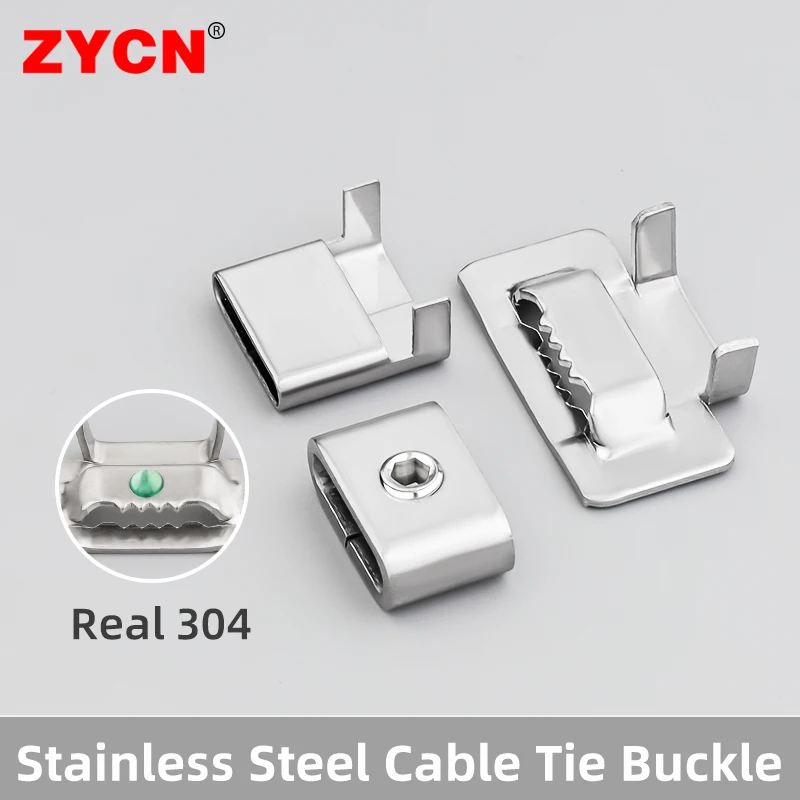 100PCS-304-Stainless-Steel-Cable-Tie-Buckle-L-type-Fastener-Pole-Hoop ...