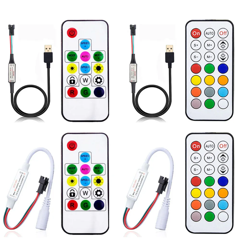 WS2811-WS2812B-Led-pixel-Controller-USB-DC-14-17-21keys-RFWith-Remote ...
