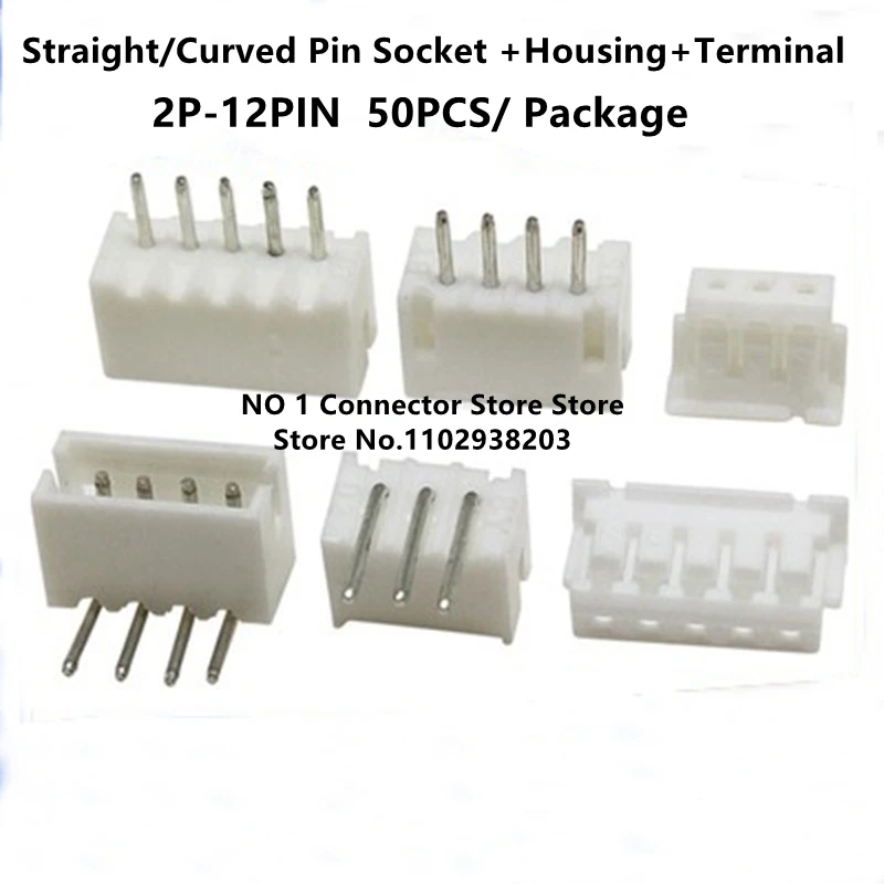 50PCS-JST-ZH-1-5mm-Pitch-Connector-Straight-Curved-Pin-Socket-Housing ...