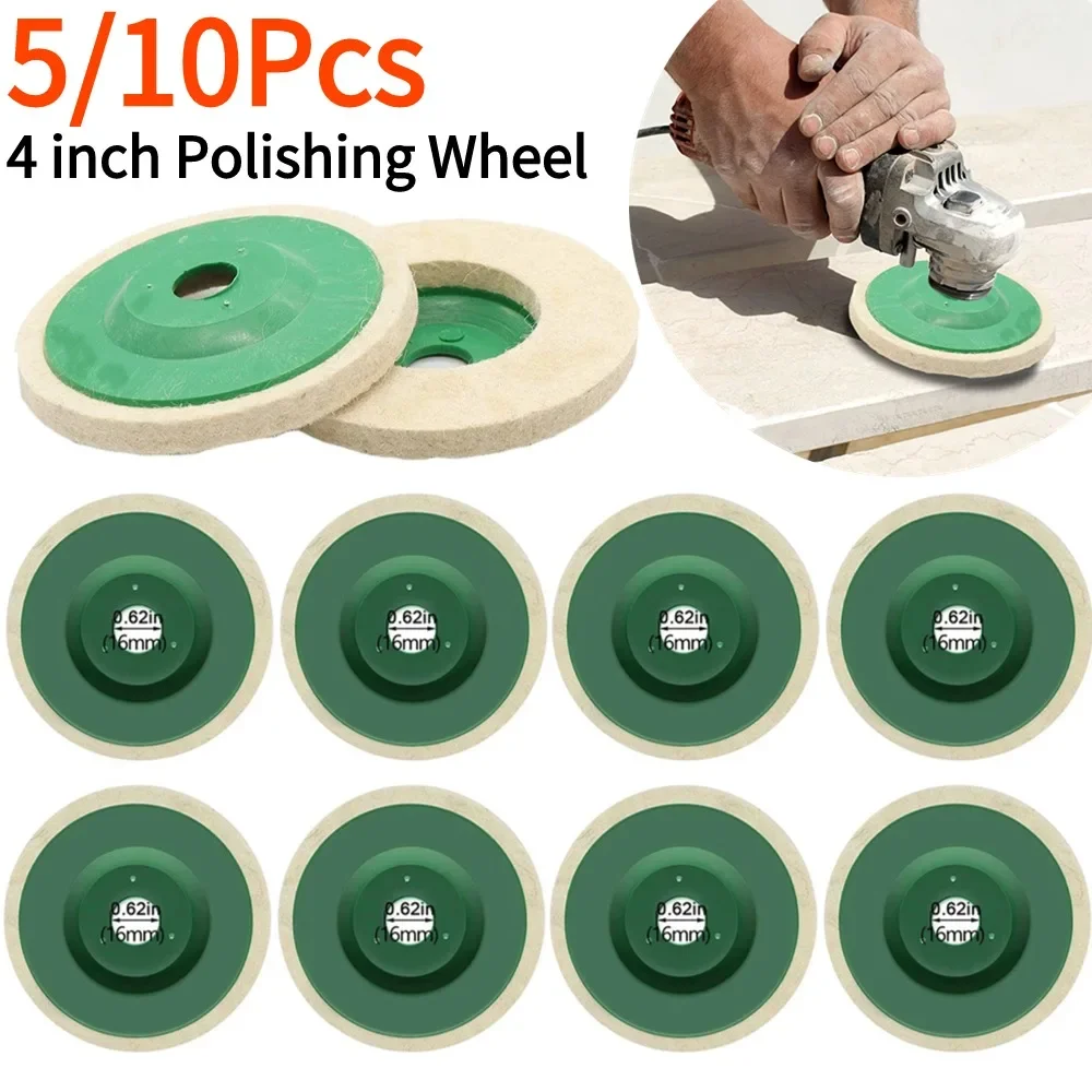 5-10Pcs-Wool-Polishing-Wheel-Buffing-Pads-4-inch-Angle-Grinder-Wheel ...