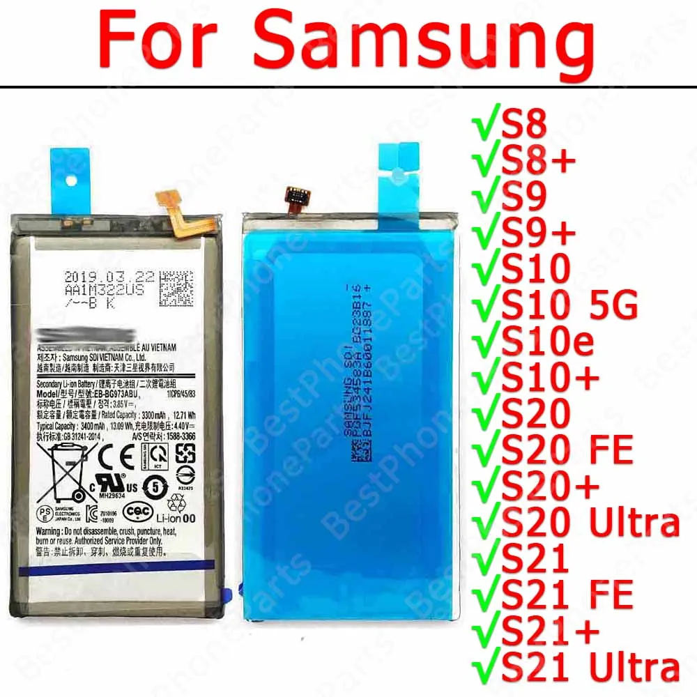 배터리 삼성 S8 S9 플러스 S10 S8 + S9 + S10e S20 FE S21 울트라 5G 핸드폰 배터리 교체용 리튬 이온, 오리지널 예비 부품| | - AliExpress
