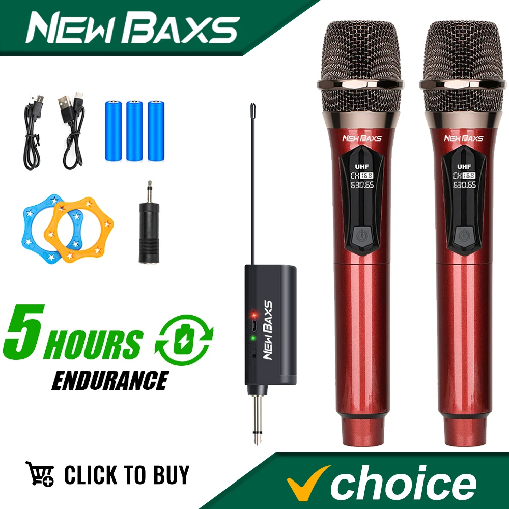 Wireless-Microphone-2-Channels-UHF-Professional-Handheld-Mic-Micphone ...