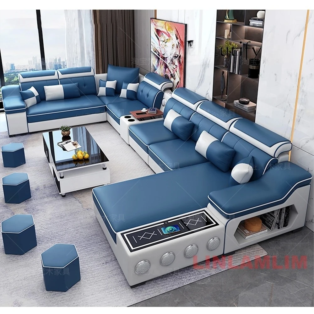 MANBAS Modern Scientific Cloth Sectional Sofa Set with Chaise Lounge ...
