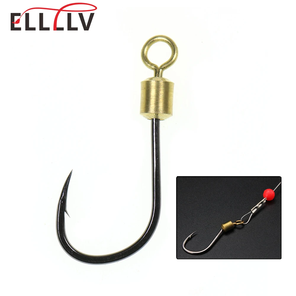 100PCS #4 -#16 360° Rotate Fishing Swivel Hooks,Anti-tangle Fish Hook ...