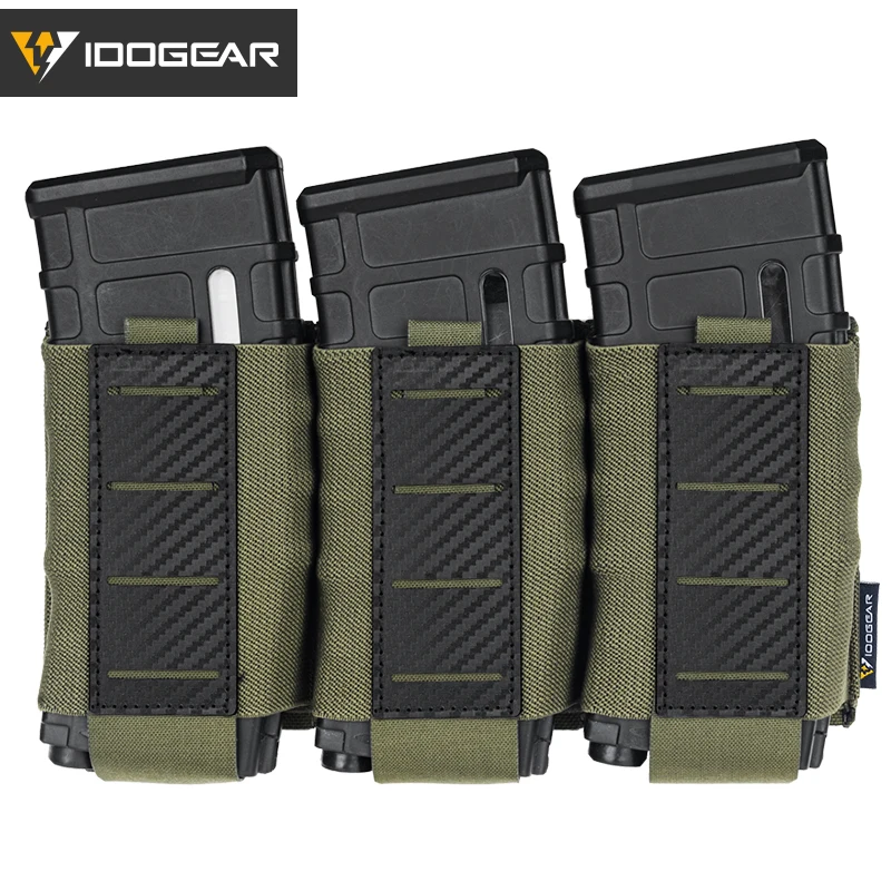 IDOGEAR Tactical Mag Pouch 5.56 Triple Mag Carrier Carbon fiber MOLLE ...