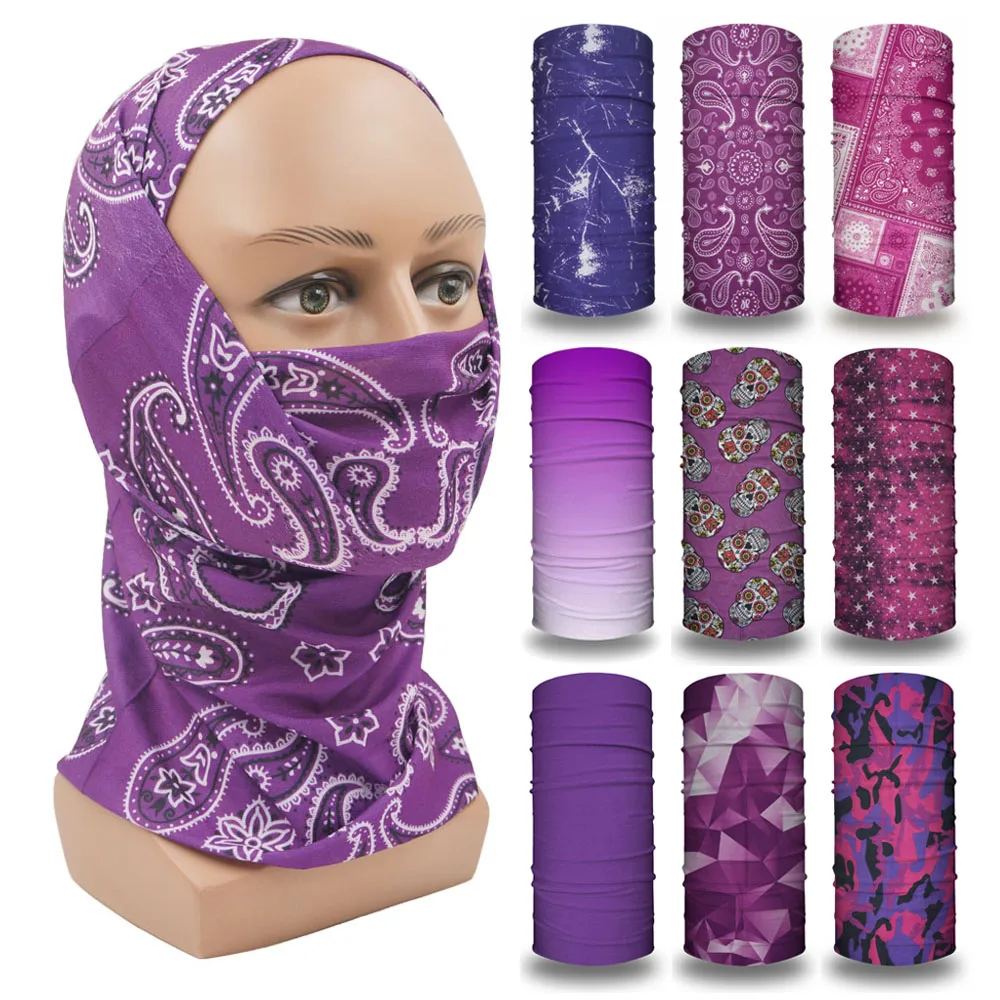 Purple-Balaclava-Women-Running-Camping-Headband-Bandana-Quickdry-Neck ...