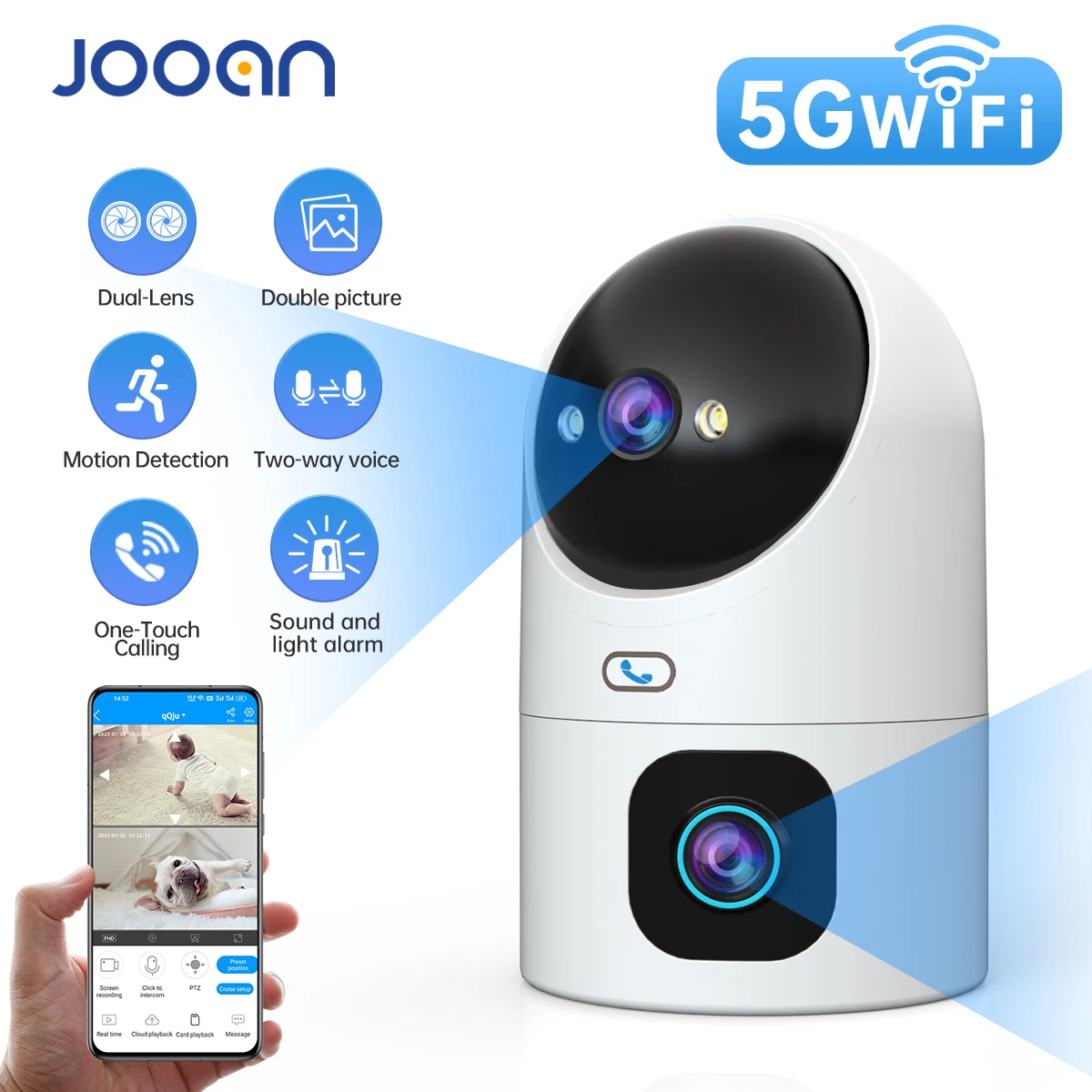 Jooan 4MP WiFi IP Camera Dual Lens Baby Monitor Indoor Auto Tracking ...