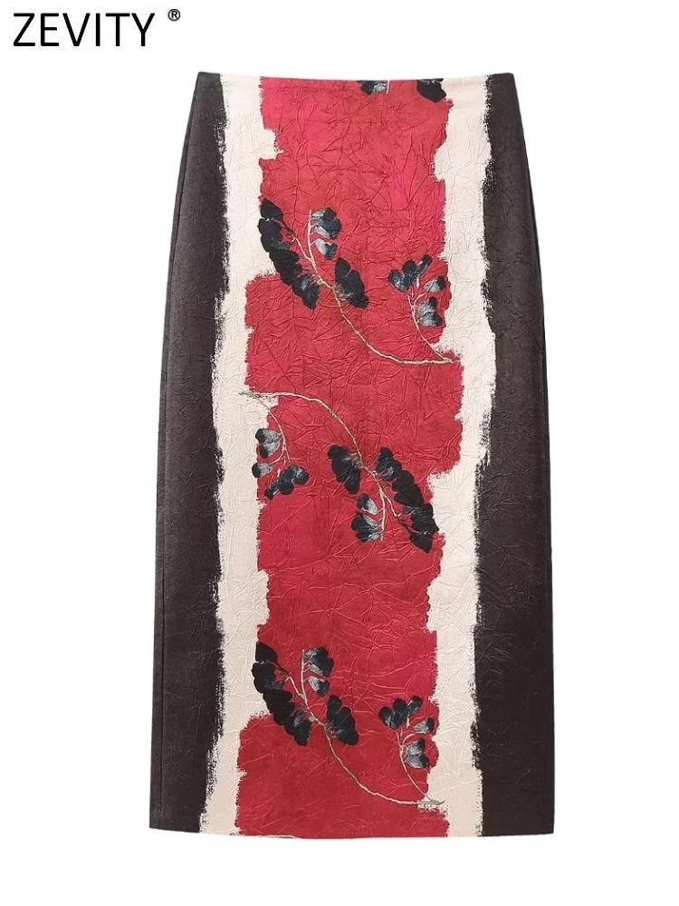 ZEVITY-2023-Women-Vintage-Color-Matching-Flower-Print-Texture-Straight ...