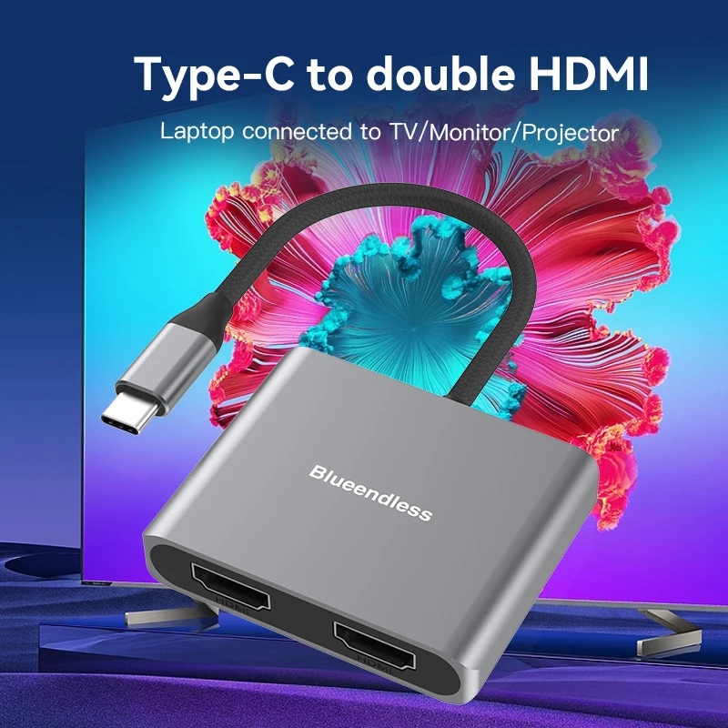 Blueendless-4k-60hz-Computer-Accessories-USB-C-Adapter-Duplicator-Dual ...