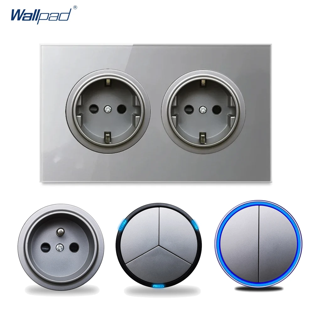 Wallpad-Double-EU-Standard-Wall-Socket-Frenc-Electric-Outlet-with-Round ...