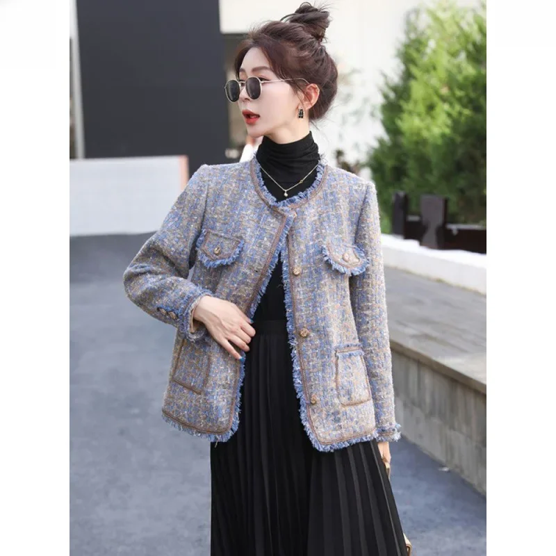 Versatile-Women-s-Tweed-Style-Short-Jacket-Autumn-Fashion-Coarse-Tweed ...