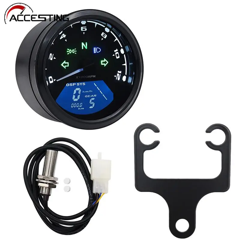 New 12V Speedometer Tachometer 1-4 Cylinders Motorbike Gauge 12000RMP ...