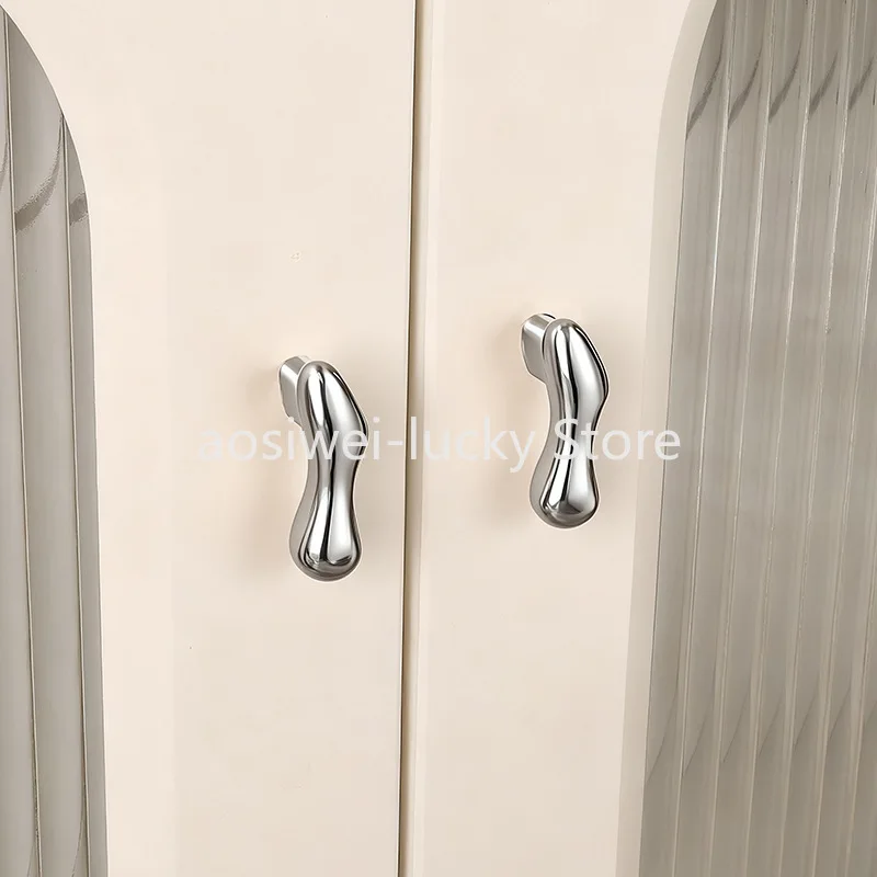 Silver Droplet Shaped Small Handle Drawer Cabinet Door Handle Nordic ...
