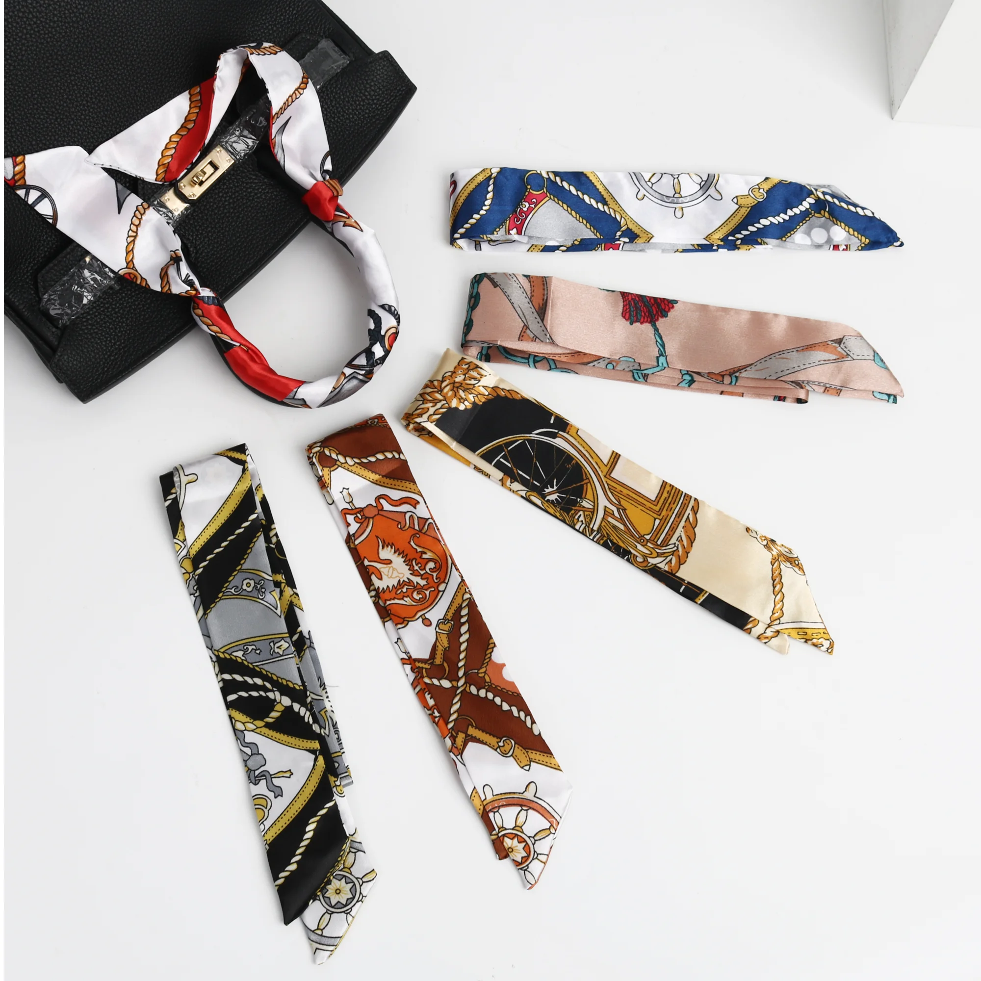 Bag-Handle-Scarves-Handbag-Tied-Small-Silk-Ribbon-Scarf-Belt-Decorative ...