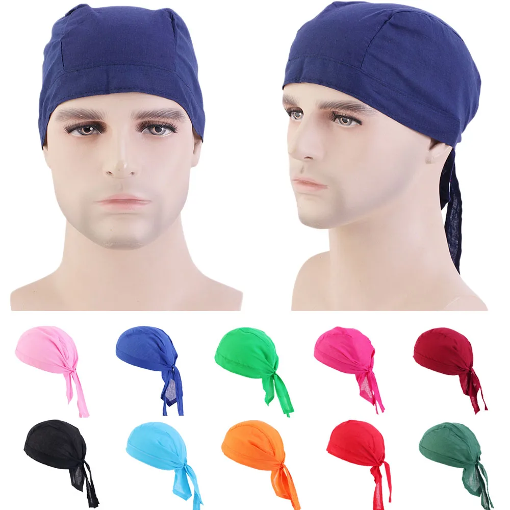 Unisex Adult Men Solid Color Motorcycle Wrap Biker Hat Bandana Headscarf Skull Cap Hat Bandana ...