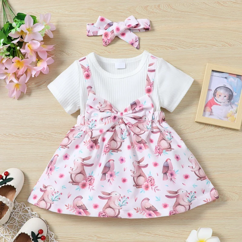 Newborn-Dresses-Fake-2-Pieces-Baby-Girl-Summer-Clothes-Cute-Animal ...