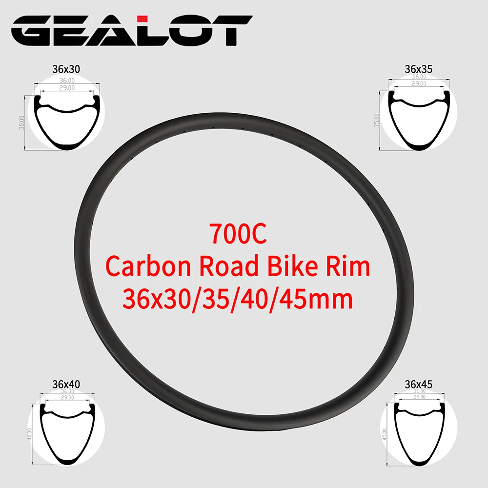 36mm-Width-700C-Road-Bike-Carbon-Rim-30-35-40-45mm-Depth-Hook-Tubeless ...