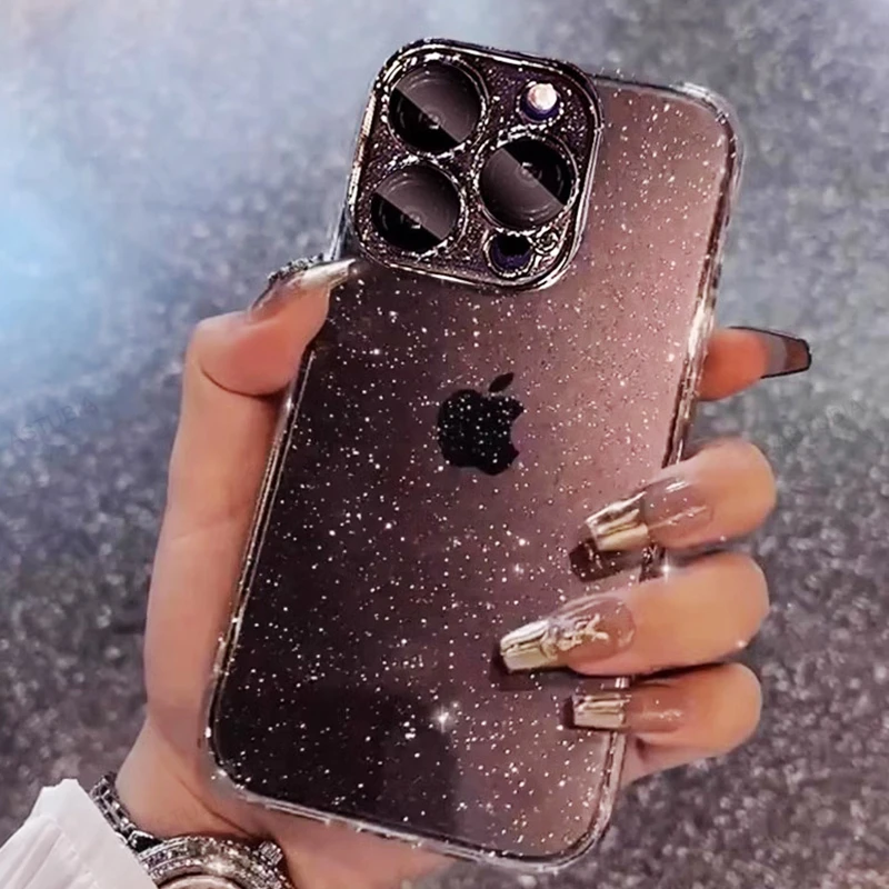 Luxury-Plating-Bling-Glitter-Bumper-Clear-Case-For-iPhone-15-14-13-12 ...