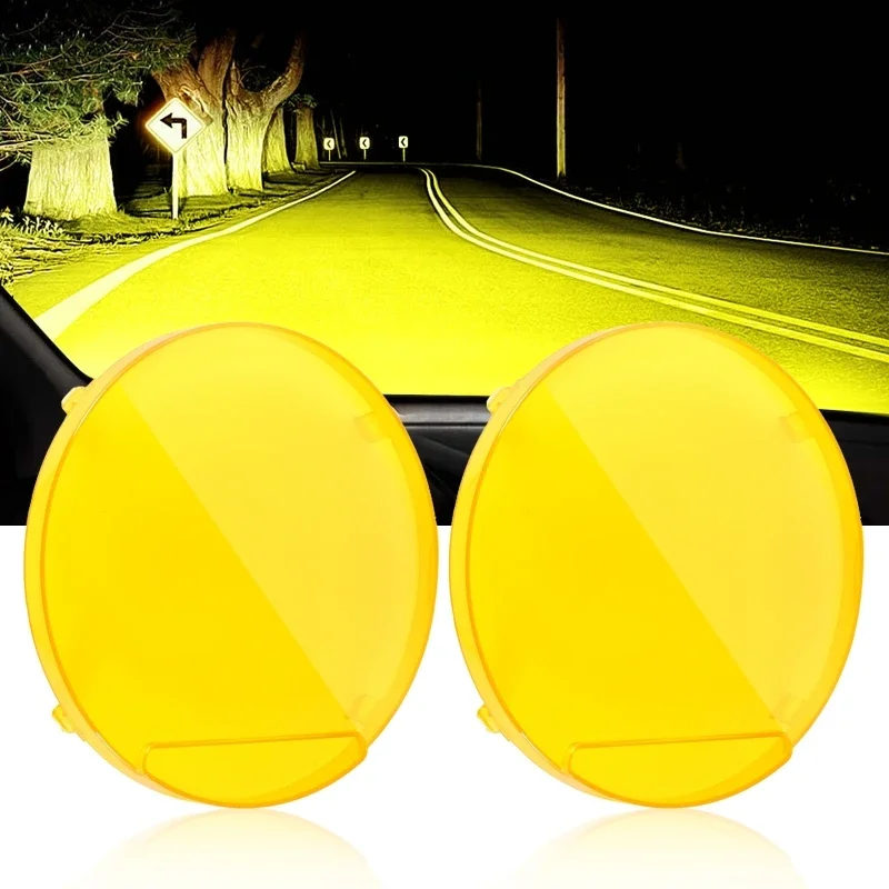 AUXBEAM 7/9 Inch LED Driving Lights Cover Round Amber Lamp Cover ...
