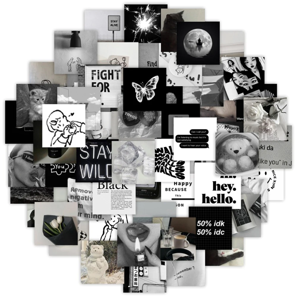 10-30-63pcs-Ins-Style-Cute-Black-Stickers-Aesthetics-DIY-Phone ...