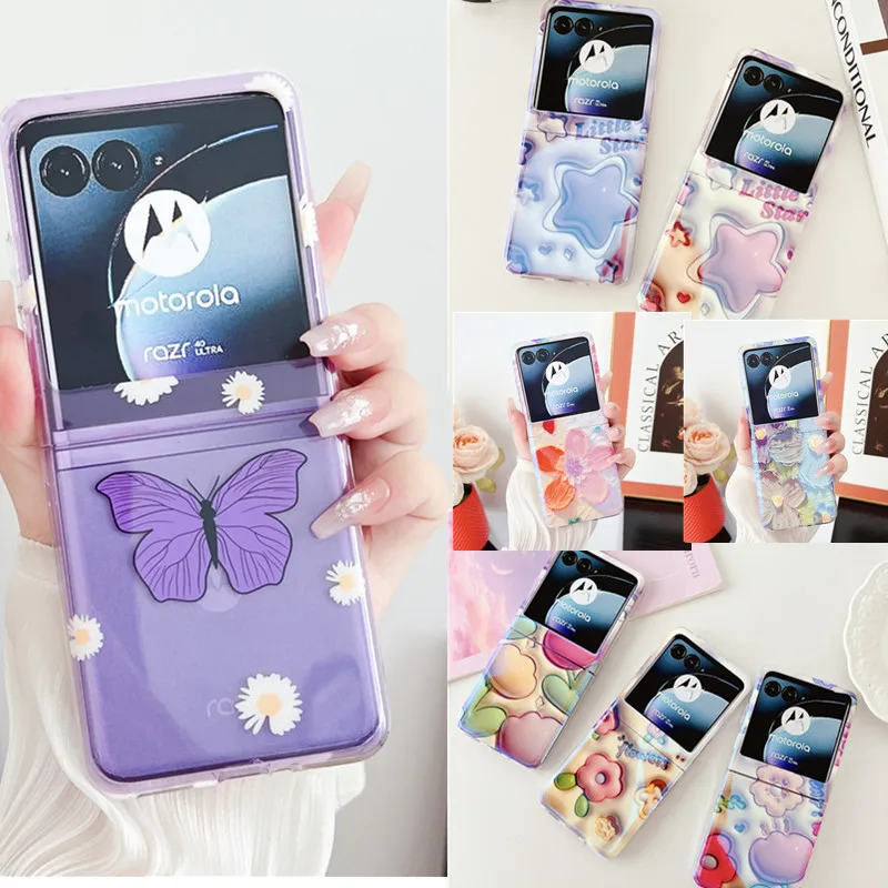 Fashion-Cute-Laser-Flower-Butterfly-Phone-Case-For-Motorola-Razr-40 ...