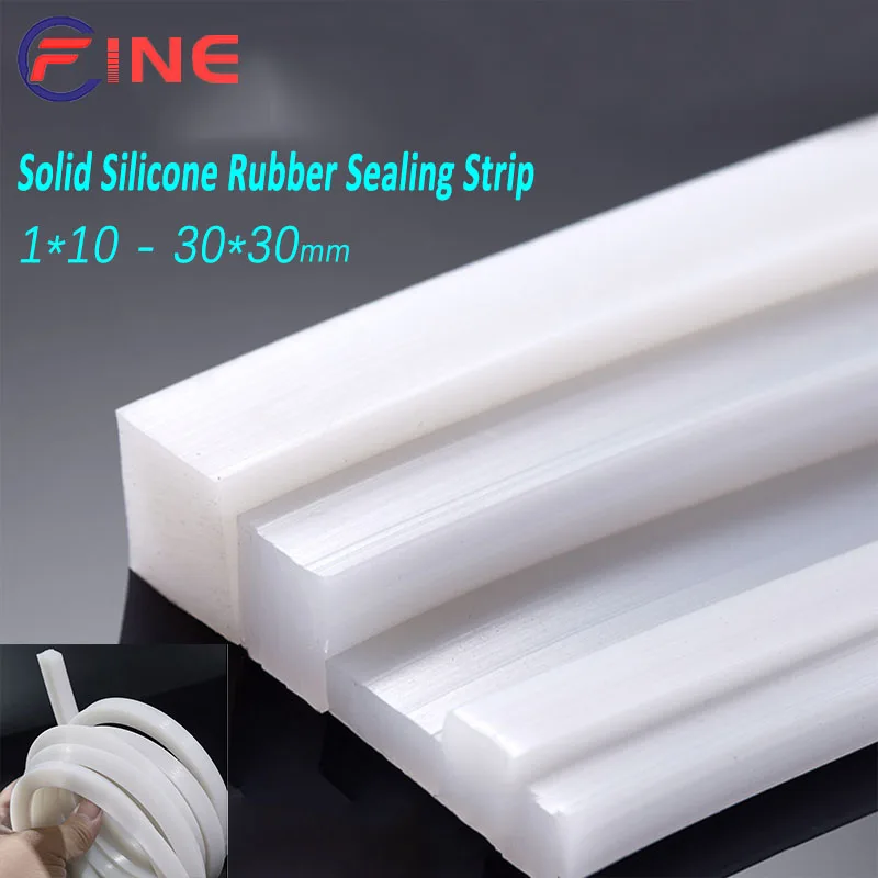 1M Solid Silicone Rubber Sealing Strip Square Weatherstrip Anti Oil High Temperature Seal Gasket ...