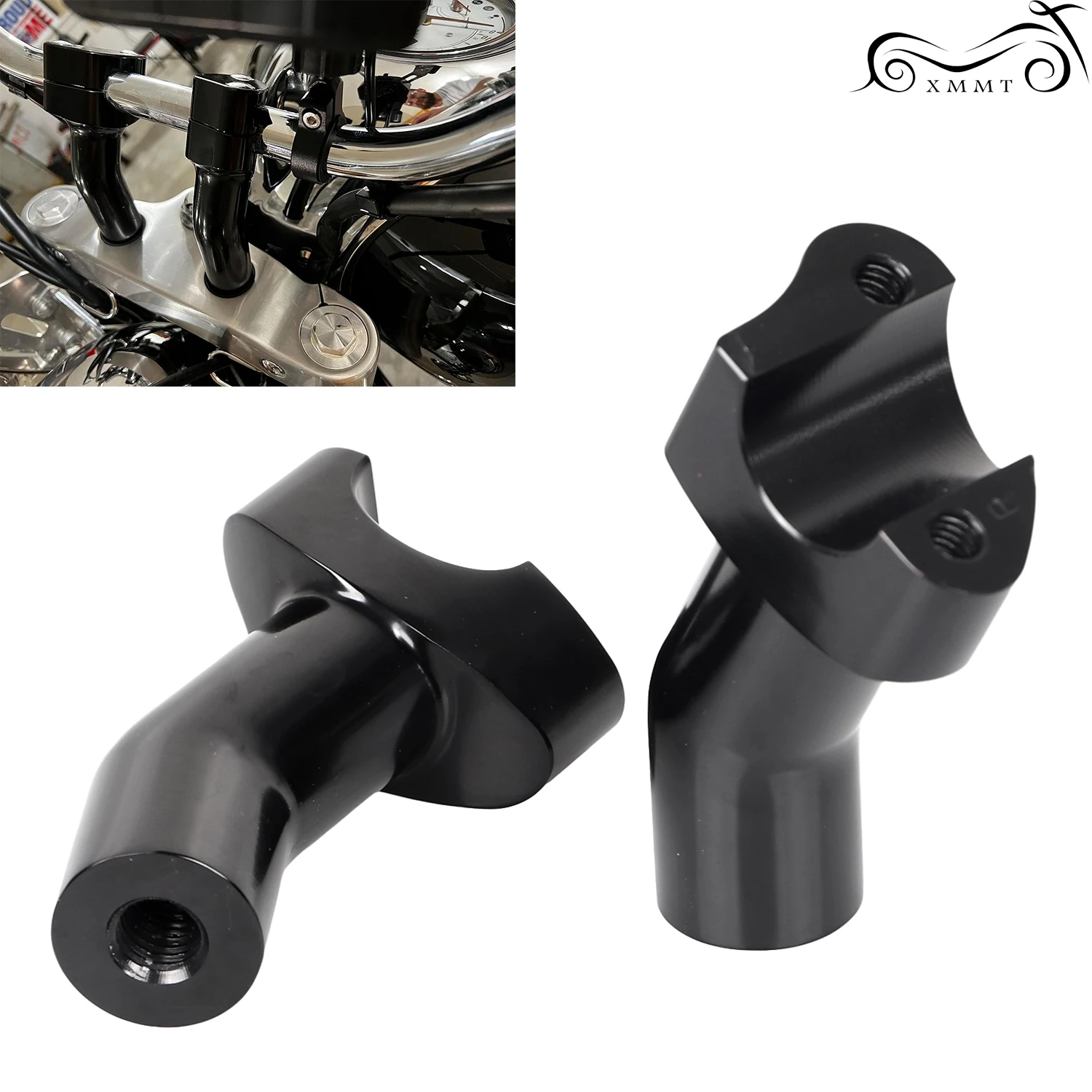 Motorcycle-3-5-Pullback-Handlebar-Risers-Mounts-Black-CNC-For-Harley ...