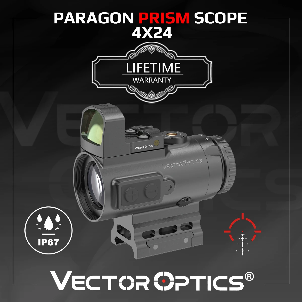 Vector óptica paragon 4x24 micro prisma rifle escopo compacto cqb ...
