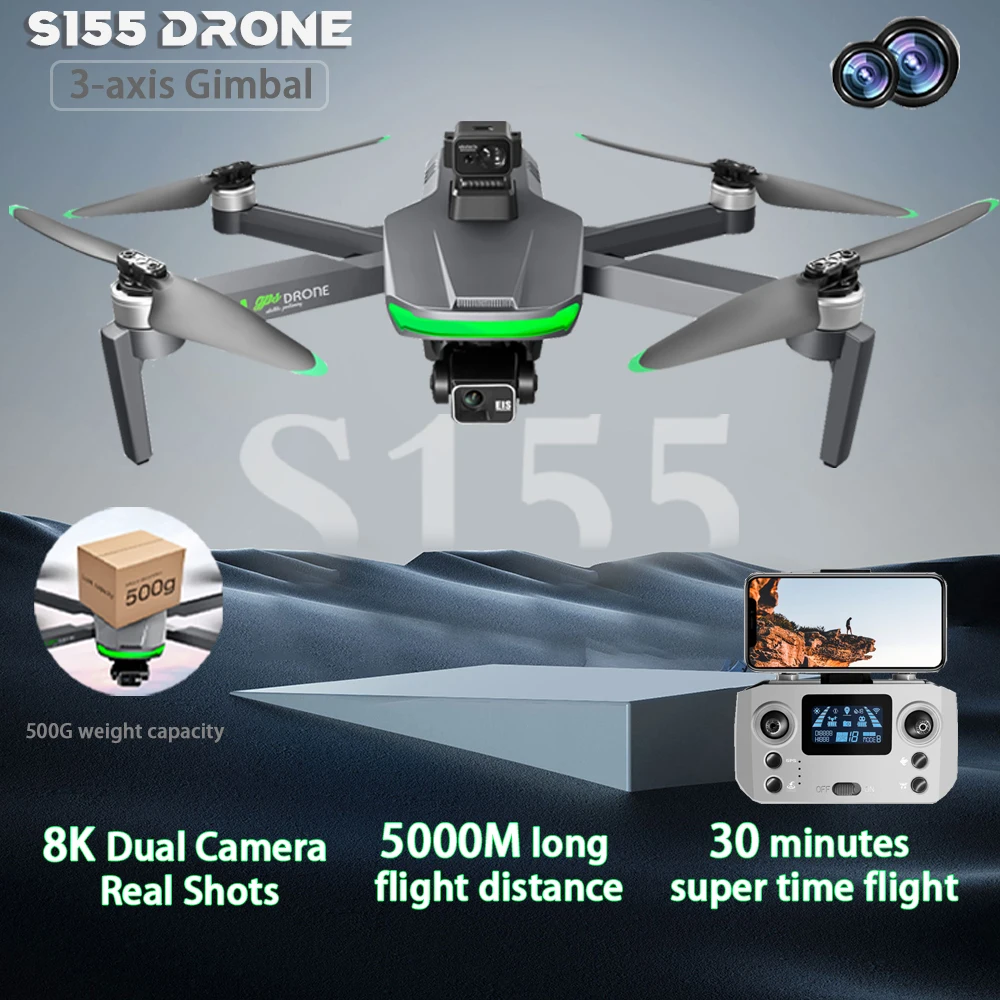 New-S155-8K-HD-professional-drone-can-be-loaded-quadcopter-optical-flow ...