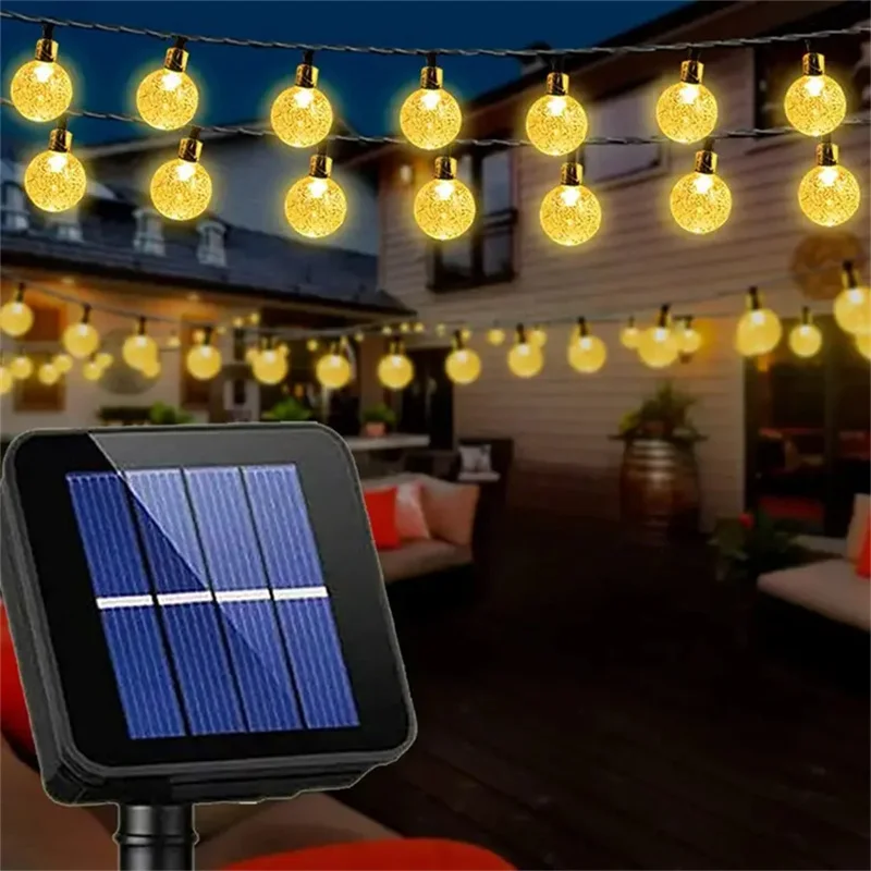 50 LED Waterproof Solar Bubble Diwali String Lights Arden Yard Porch ...