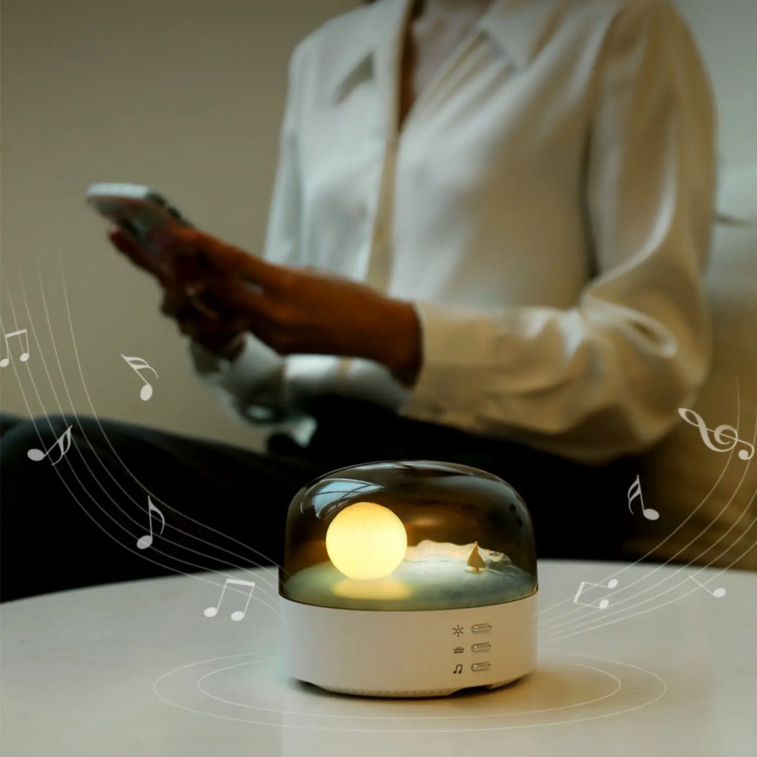 Moon-LED-Atmosphere-Night-Light-Speaker-Bluetooth-Rechargeable-Dimming ...