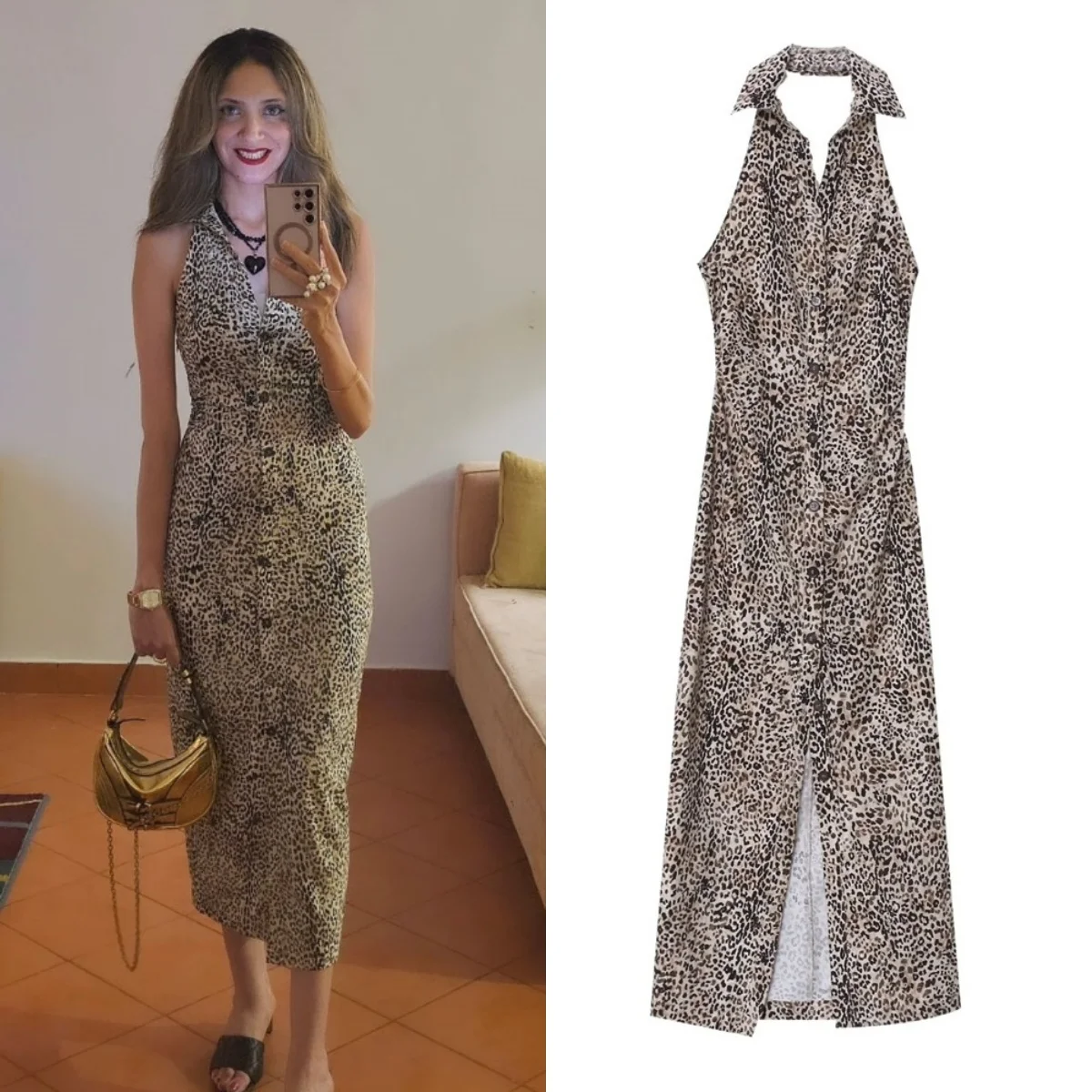 PB-ZA-2024-Summer-New-Women-s-Fashion-Halter-Collar-Linen-Blend-Leopard ...