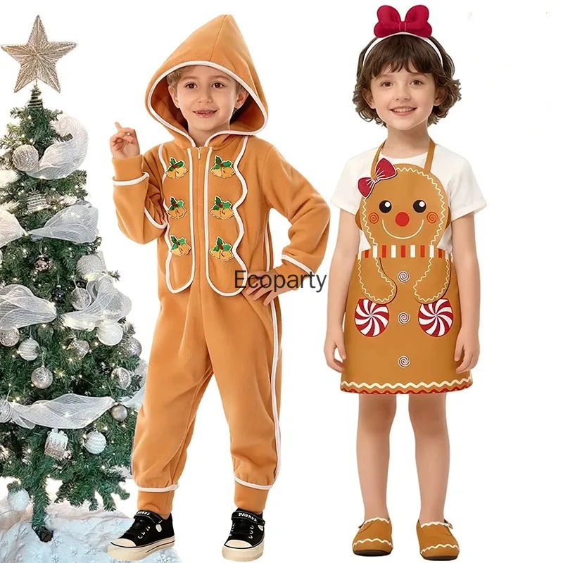 Kids Christmas Gingerbread Cosplay Costume for Boy Girls Cute ...